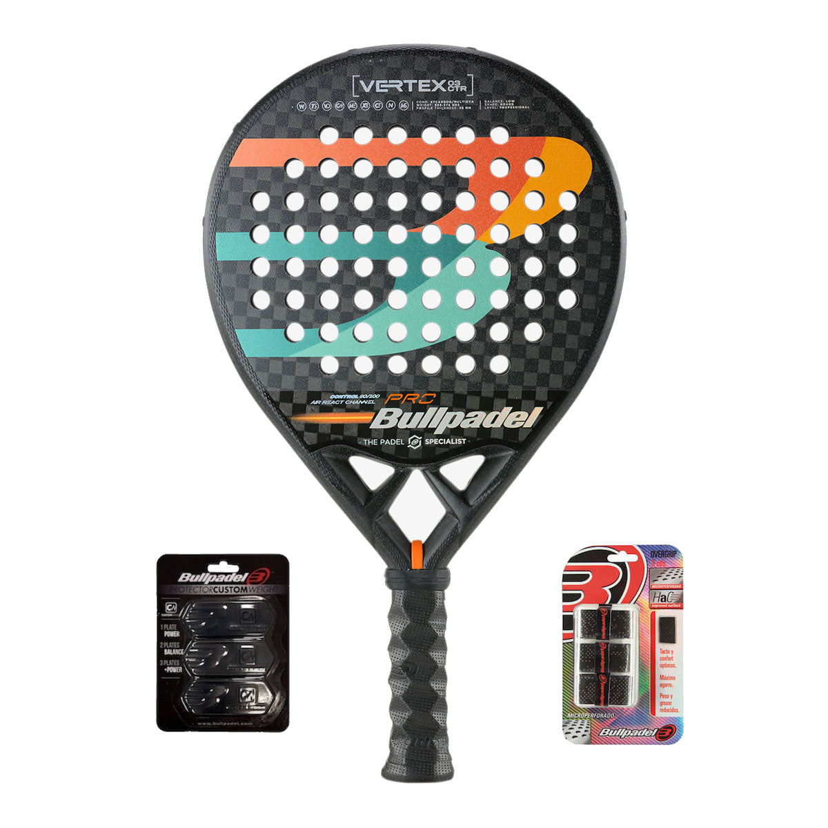 Bullpadel Vertex 03 Control 2022 + Custom Weight + 3-pack Overgrip – Ongoal